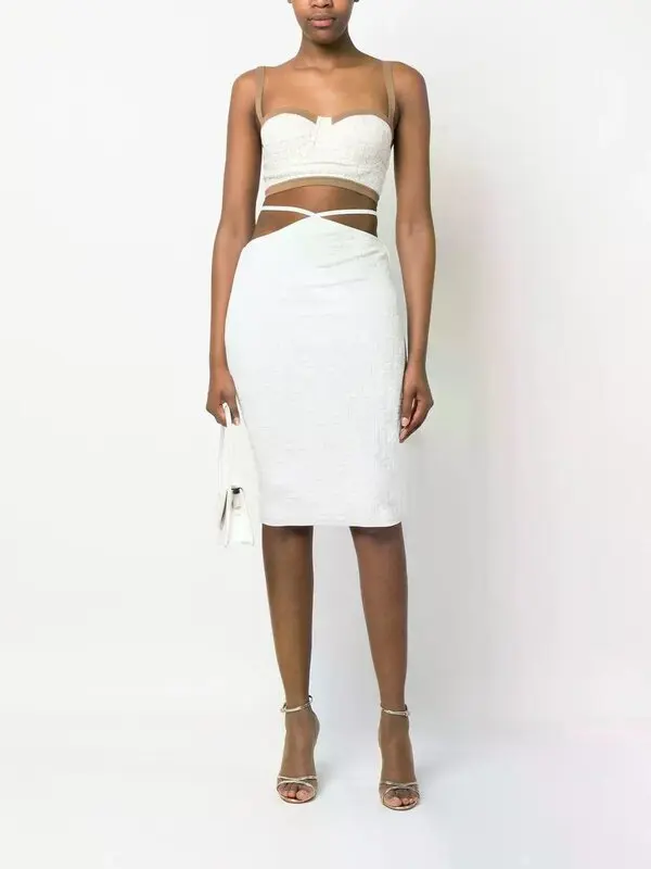 Elisabetta Franchi Ribbed Knit Jacquard Midi Skirt