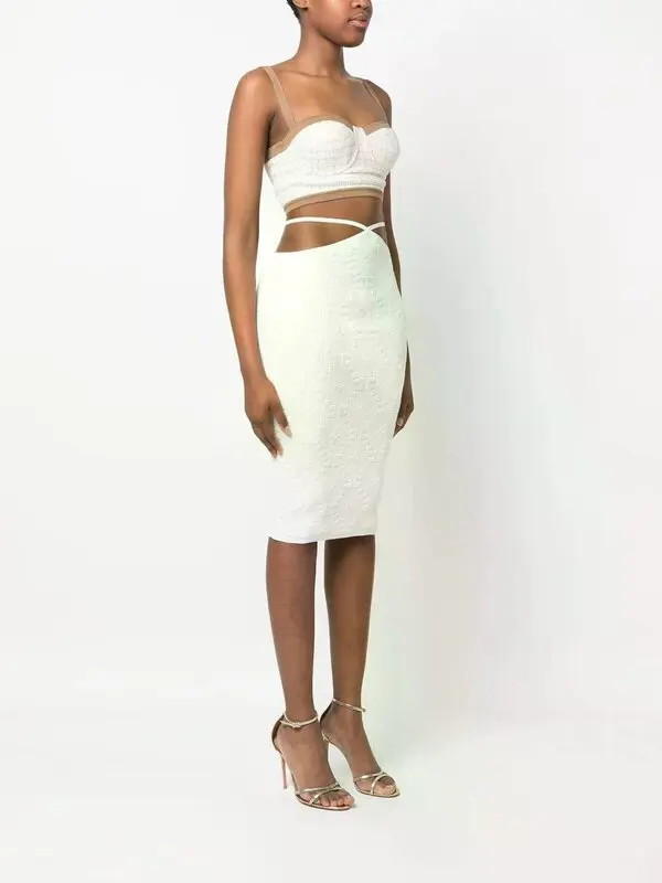 Elisabetta Franchi Ribbed Knit Jacquard Midi Skirt