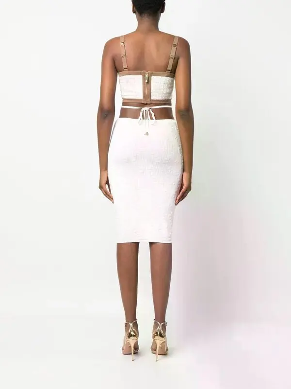 Elisabetta Franchi Ribbed Knit Jacquard Midi Skirt