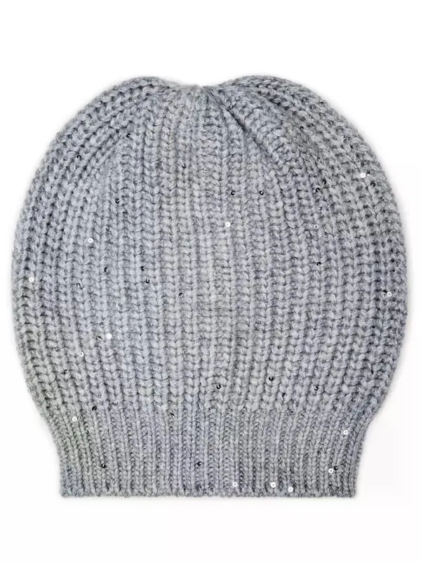 Brunello Cucinelli Ribbed Knit Beanie - Grey