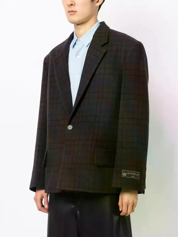 We11Done Grid-pattern Single-breasted Blazer