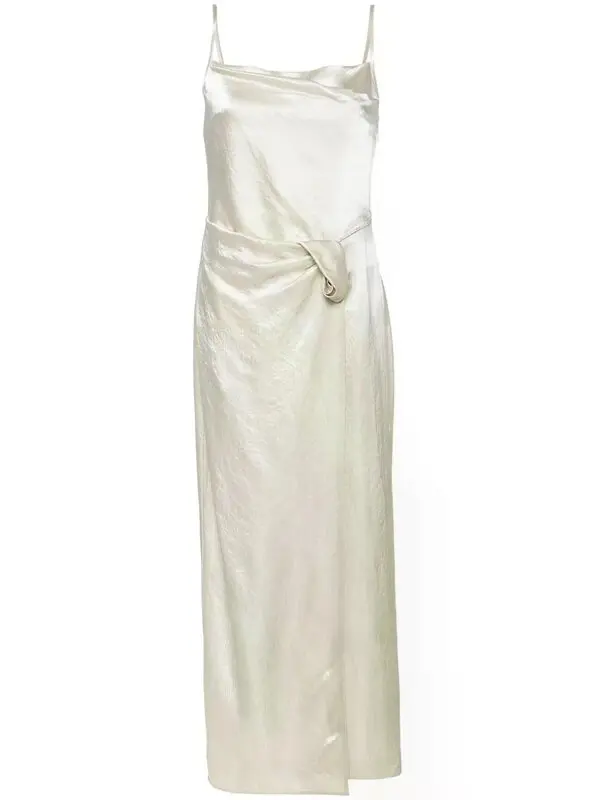 Nanushka Ecru Satin Midi Dress With Cowl Neck - Neutrals