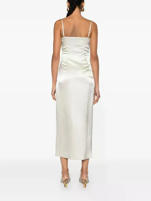Nanushka Ecru Satin Midi Dress With Cowl Neck
