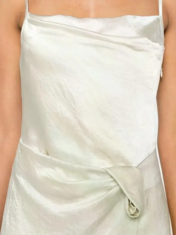 Nanushka Ecru Satin Midi Dress With Cowl Neck