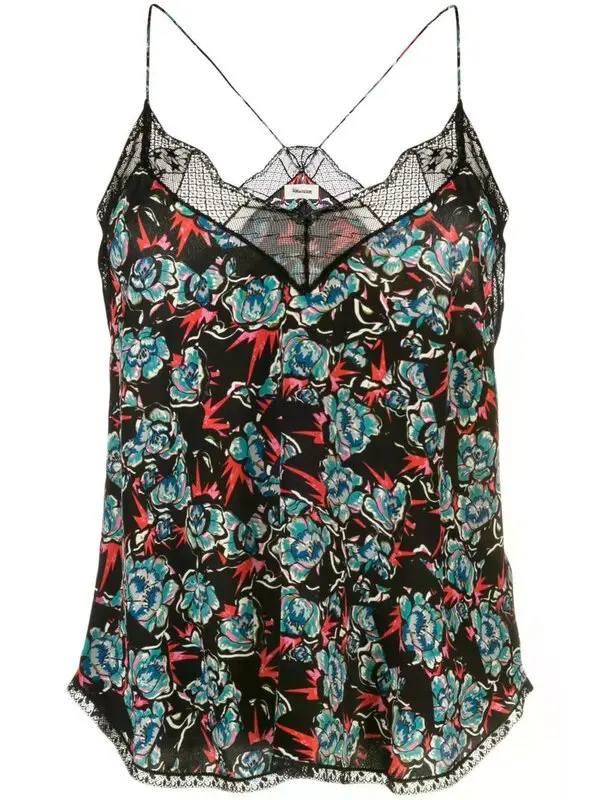 Zadig&Voltaire Christy Floral-print Silk Camisole - Black