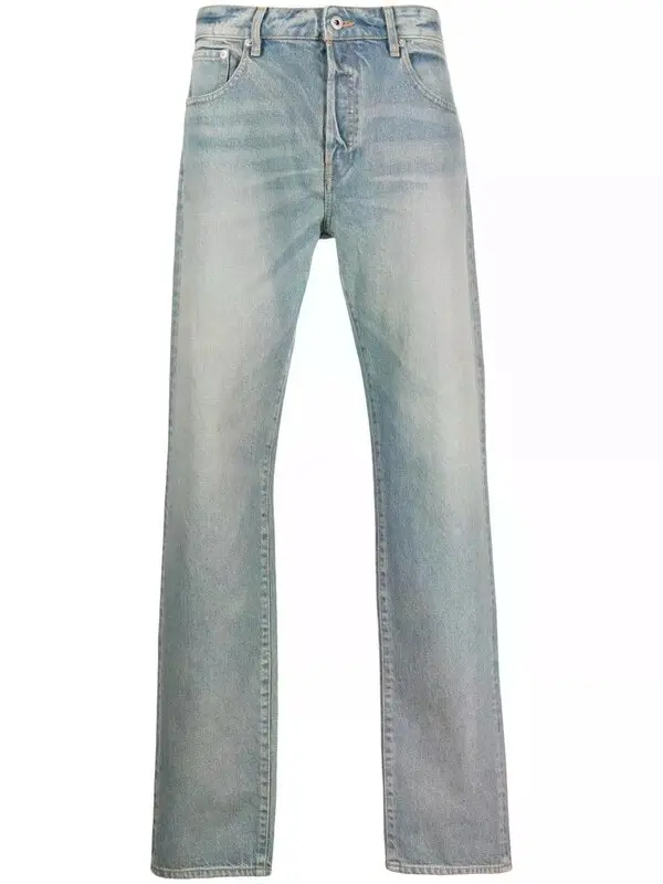 Kenzo Logo Patch Straight-leg Trousers - Blue