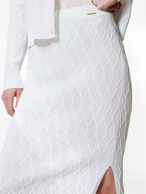 TWINSET Lozenge Knit Midi Skirt With Side Slits