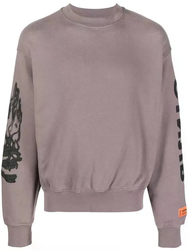 Heron Preston Flaming Skull Graphic Sweatshirt