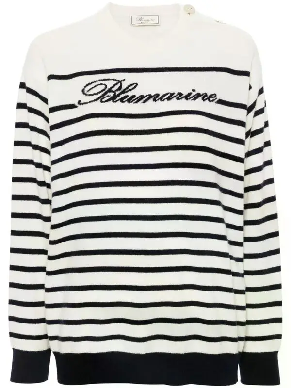 Blumarine Logo-intarsia Striped Virgin Wool Sweater