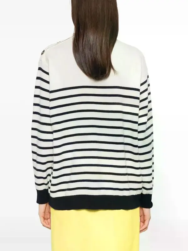 Blumarine Logo-intarsia Striped Virgin Wool Sweater