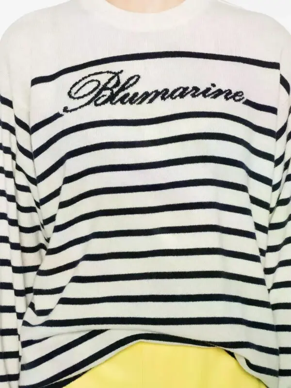 Blumarine Logo-intarsia Striped Virgin Wool Sweater