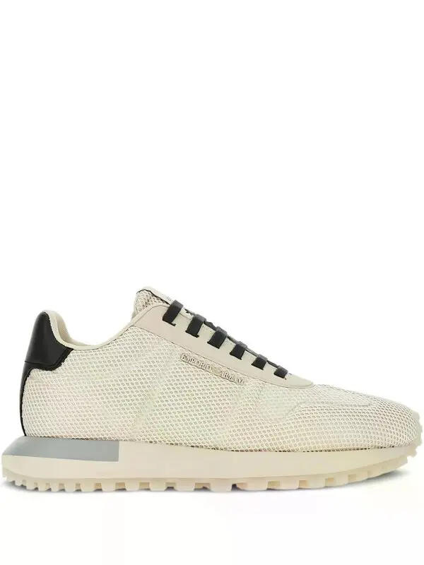 Emporio Armani Light Beige Mesh Sneakers With Contrasting Heel Counter - Neutrals