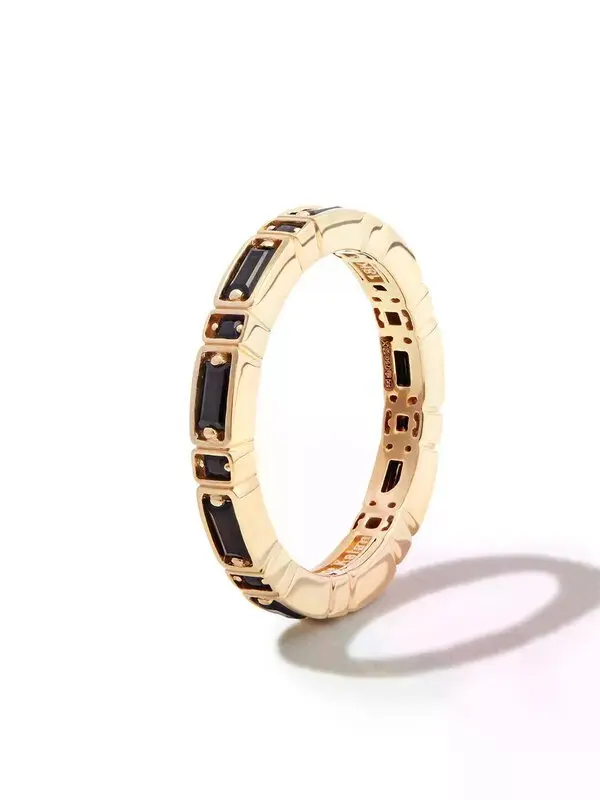 SUZANNE KALAN 18kt Yellow Inlay Black Diamond Band Ring