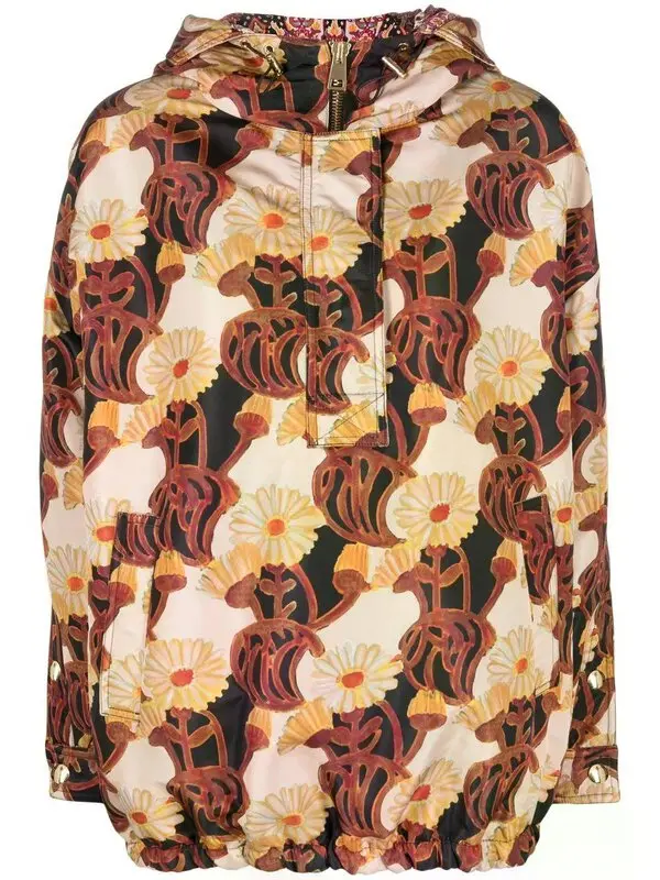 La DoubleJ Floral Print Hooded Jacket - Neutrals