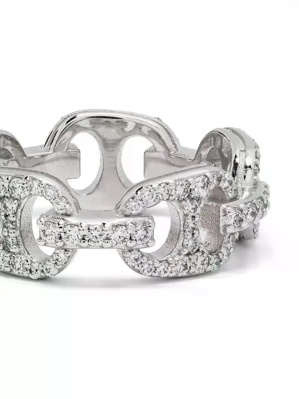 ROSES METALS 14kt White Gold Diamond Chain-effect Ring