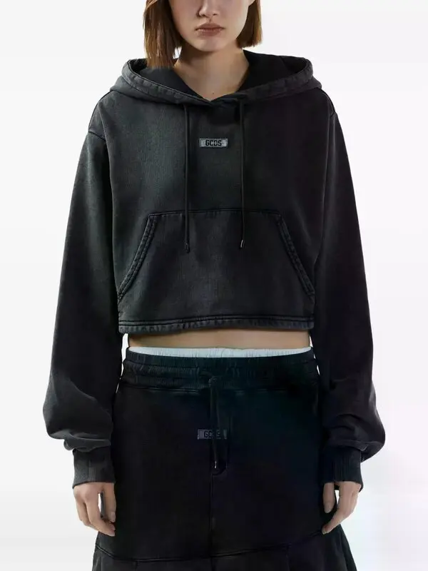 Gcds Cropped Cotton Hoodie