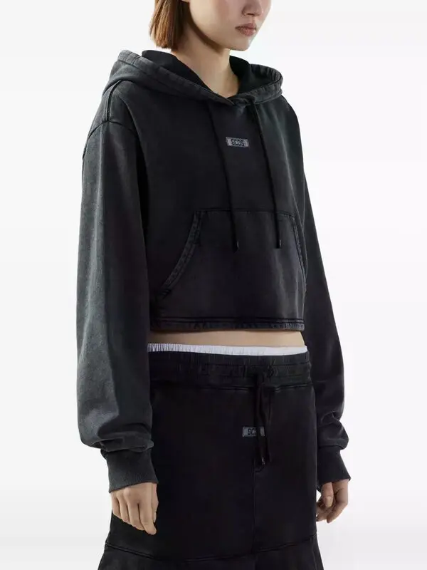 Gcds Cropped Cotton Hoodie