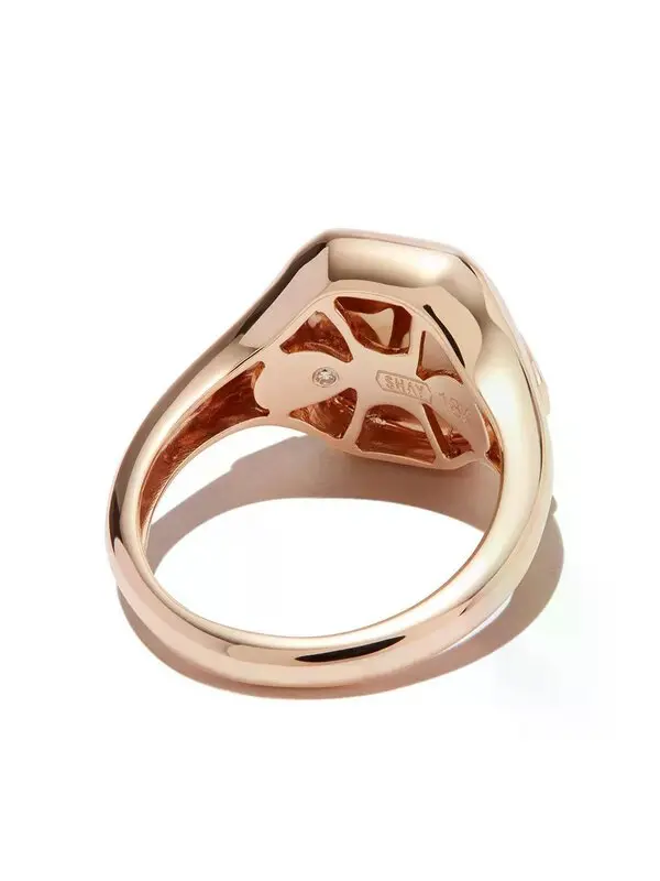 Shay 18k Rose Gold Diamond Gemini Signet Ring - Pink