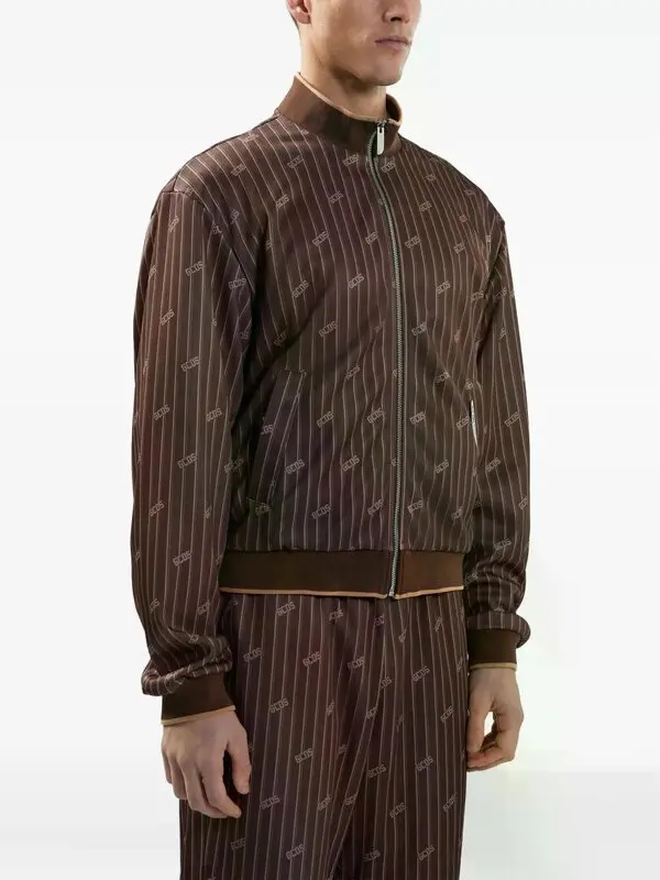 Gcds Pinstriped Track Jacket - Brown