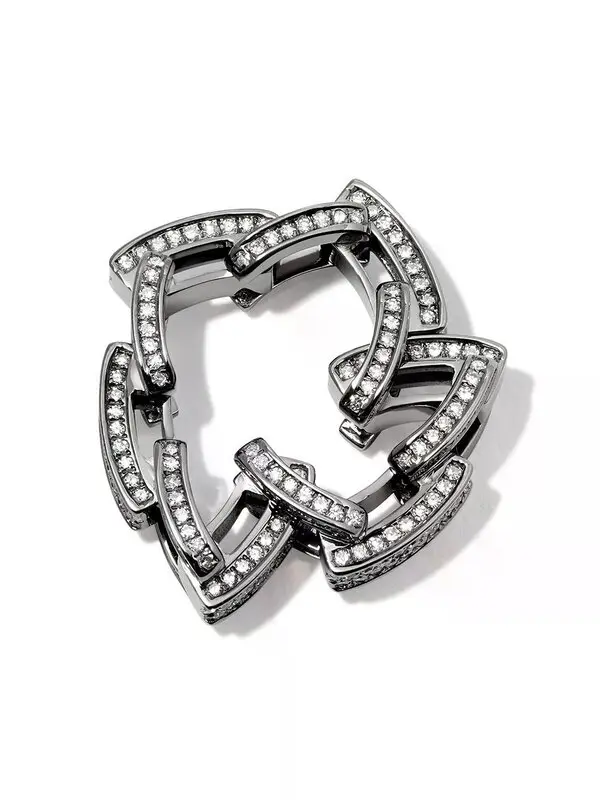 Shay 18k Gold Diamond Chain-link Ring - Black