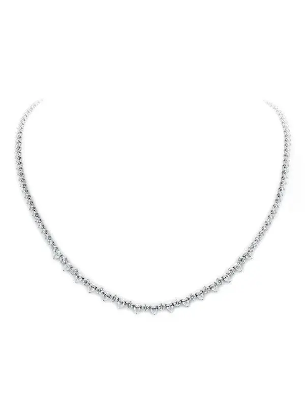 JEWELS AFICIONADO 18kt White Gold Pear Cut And Round Brilliant Cut Diamond Necklace - Silver