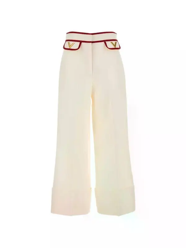 Valentino Garavani Crepe Couture Trousers With V Gold Turn-ups