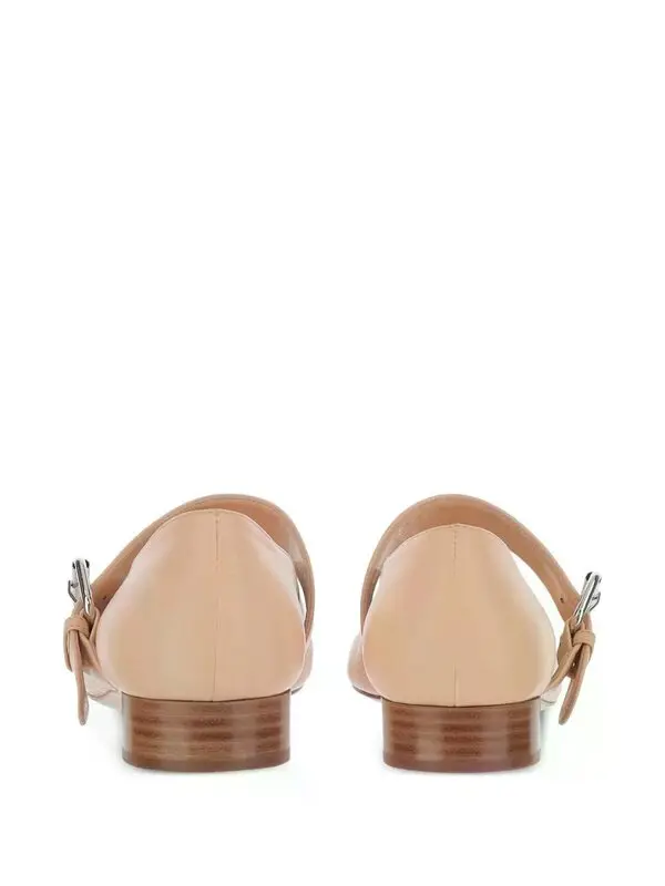 NICCOLO PASQUALETTI Beige Leather Mary Jane Ballet Flats