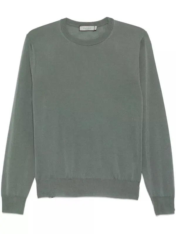 Canali Merino Wool Crew Neck Sweater - Green