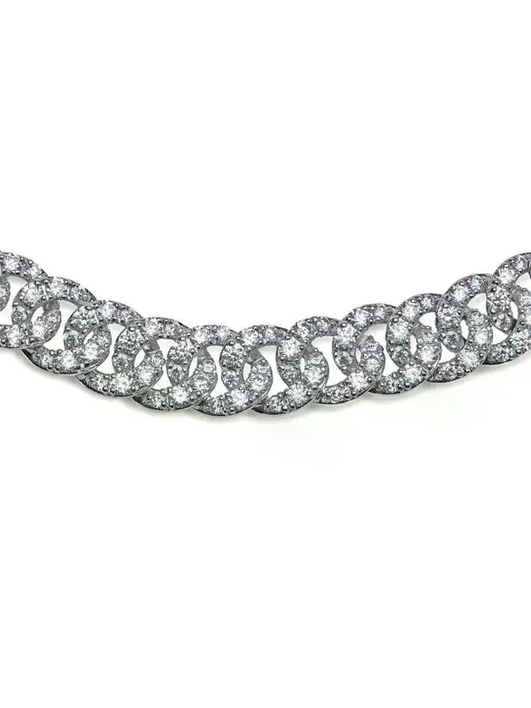 JEWELS AFICIONADO 18kt White Gold Diamond Link Necklace - Silver