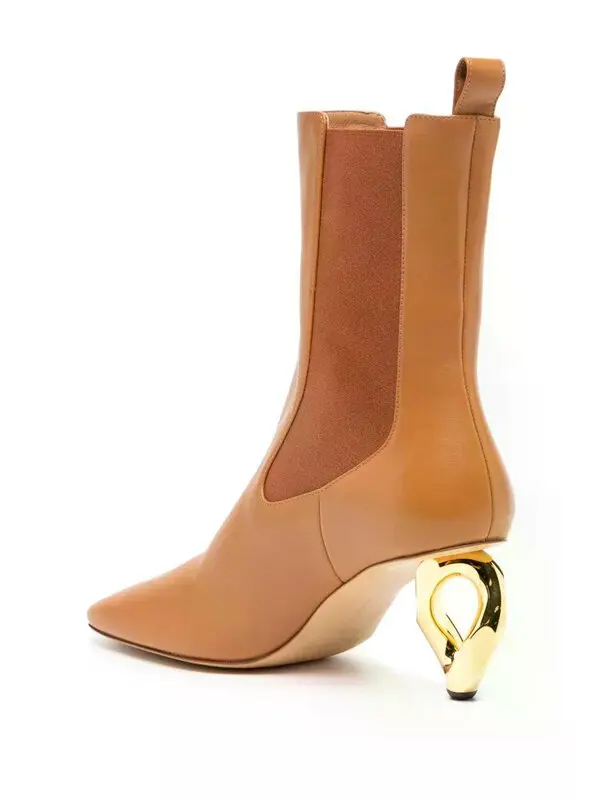 JW Anderson 65mm Chain Heel Boots - Brown