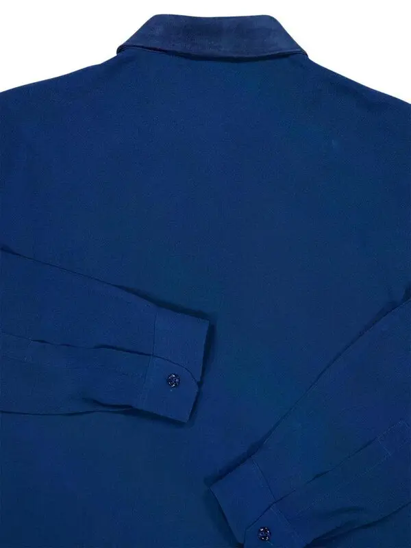 PAULA Silk Crepe Shirt With Suede Panelling - Blue