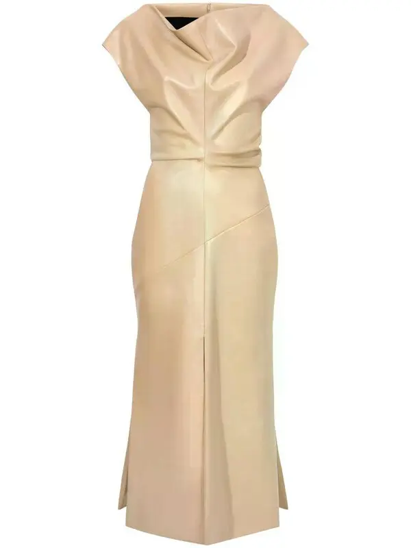 Proenza Schouler Rosa Off-shoulder Leather Dress - Neutrals