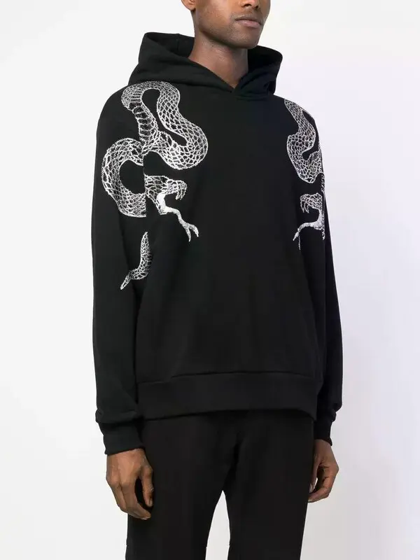 Philipp Plein Embellished Snake-print Detail Hoodie