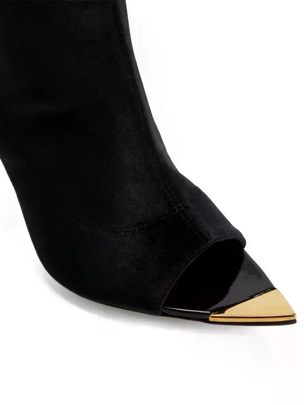 GIUSEPPE ZANOTTI Velvet Sock-style Open-toe Ankle Boots With Stiletto Heel