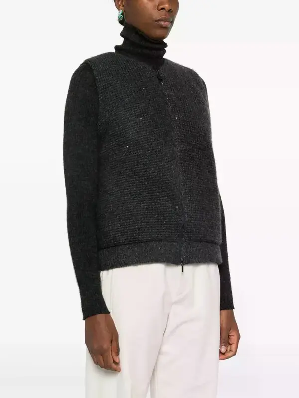 Fabiana Filippi Sequin-embellished Merino-cashmere Gilet - Grey