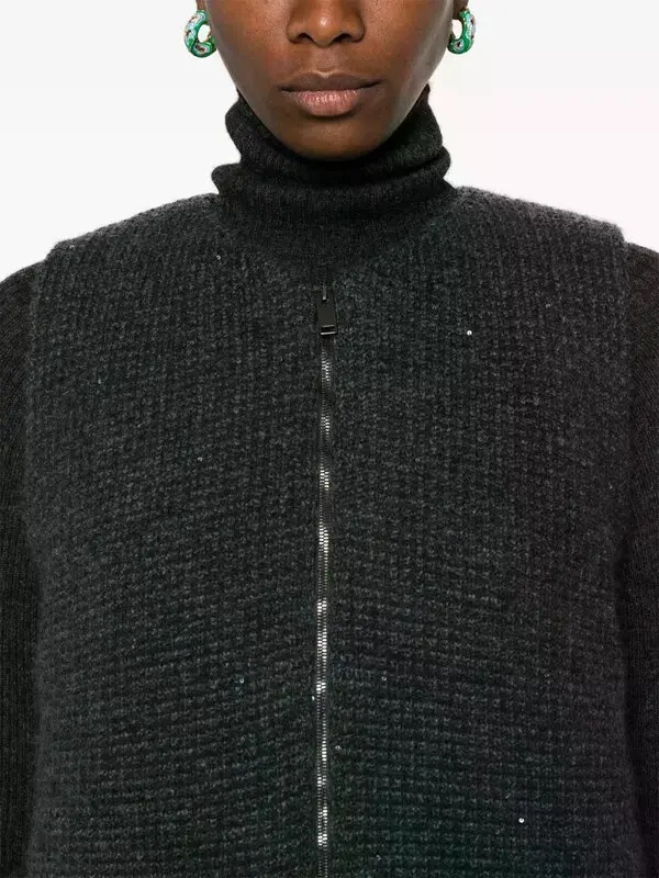 Fabiana Filippi Sequin-embellished Merino-cashmere Gilet - Grey