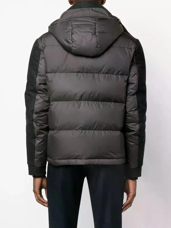 Canali Padded Hooded Jacket With Four Front Patch Pockets