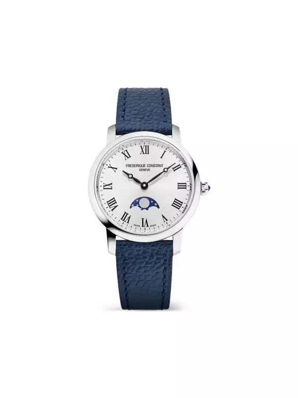 FREDERIQUE CONSTANT Classics Slimline Moonphase Watch With Leather Strap - Silver