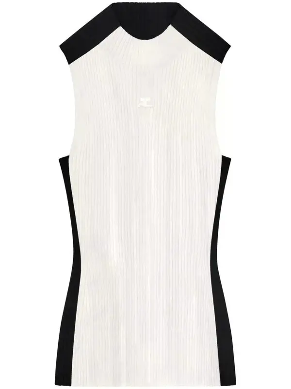 COURREGES Contrast Frame Ribbed Tank Top - Black