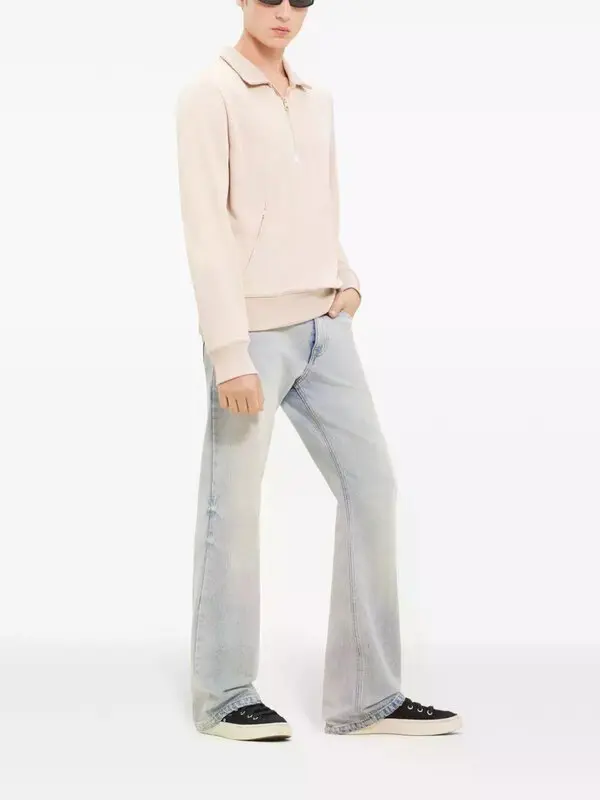 COURREGES Sand Beige Jersey Zip-up Polo Shirt