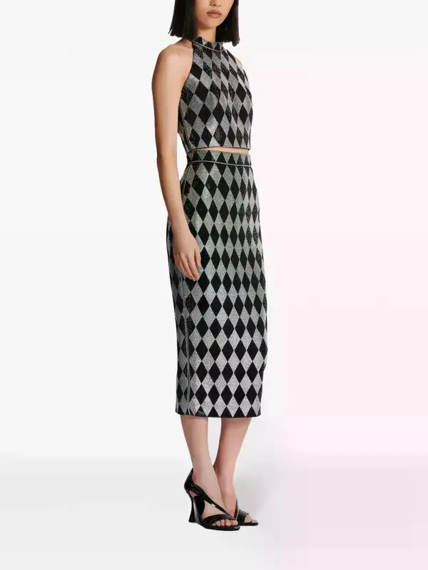 Balmain Diamond Rhinestone Midi Skirt