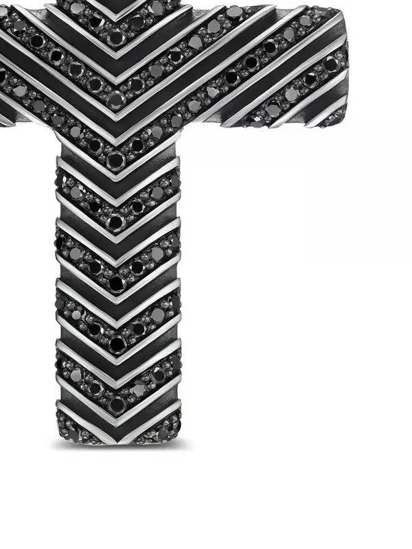 David Yurman Sterling Cross Pendant With Black Diamonds