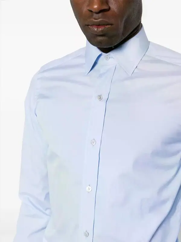 TOM FORD Plain Cotton Shirt - Blue