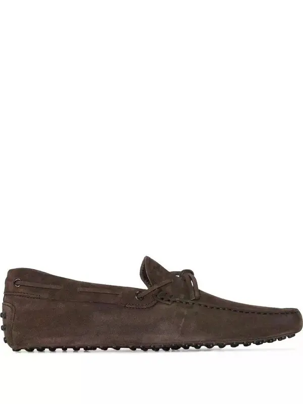 TOD'S Gommino Leather Loafers With Bow Detailing - Brown