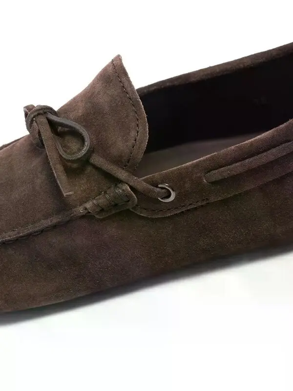 TOD'S Gommino Leather Loafers With Bow Detailing - Brown