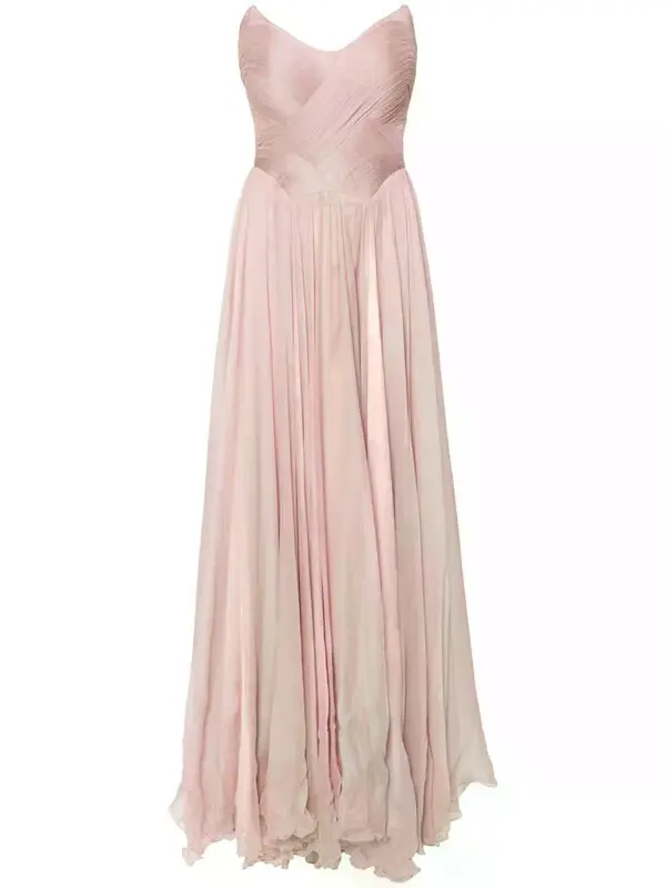 IRIS SERBAN Strapless Plissé Gown