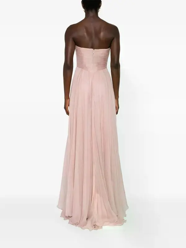IRIS SERBAN Strapless Plissé Gown
