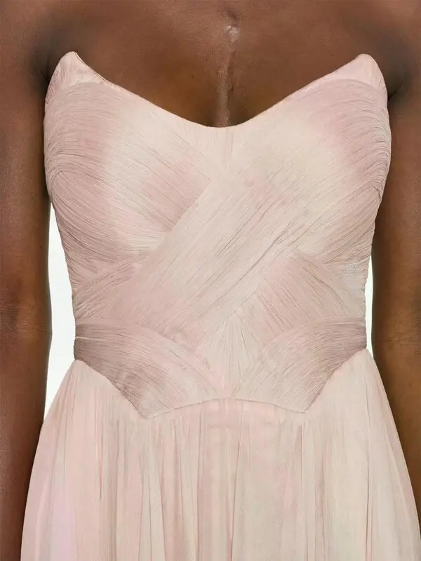 IRIS SERBAN Strapless Plissé Gown