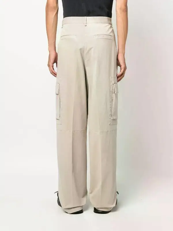 Fendi Sand Beige Stretch-cotton Logo Patch Cargo Trousers