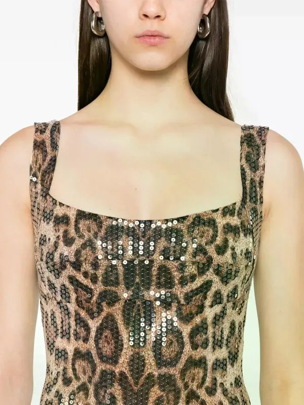 ATU BODY COUTURE Leopard-print Sequin Embellished Midi Dress